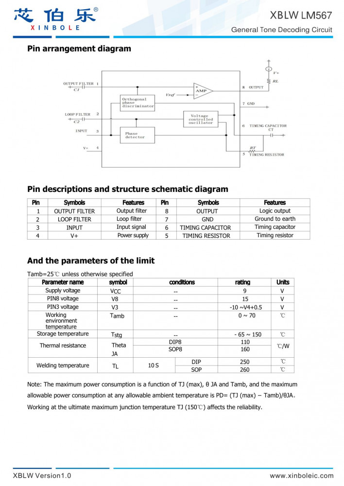 XBLW LM567CM datasheet page 4