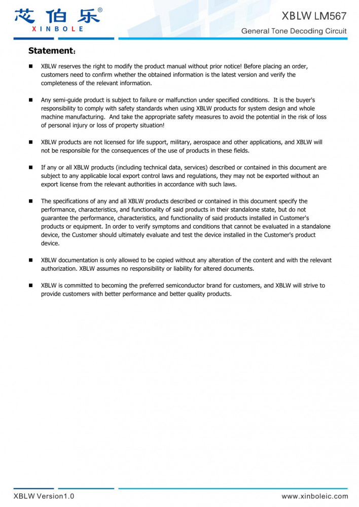 XBLW LM567CM datasheet page 8