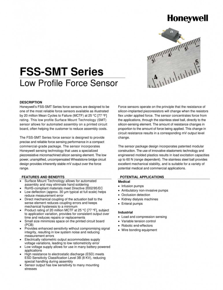 Honeywell FSS-SMT Series datasheet page 1
