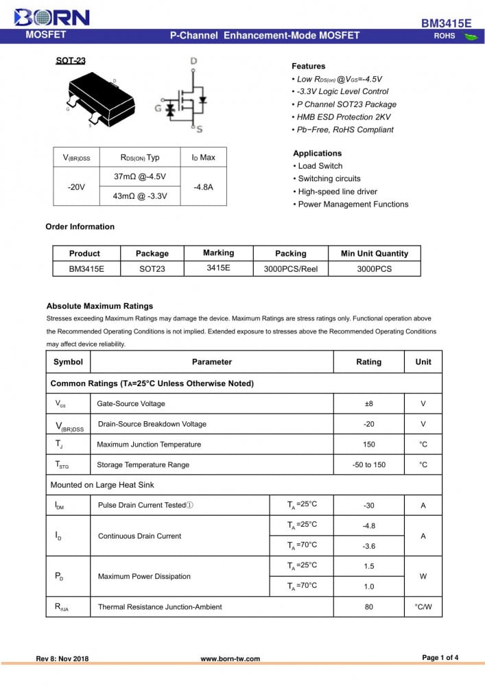 BM3415E datasheet page 1