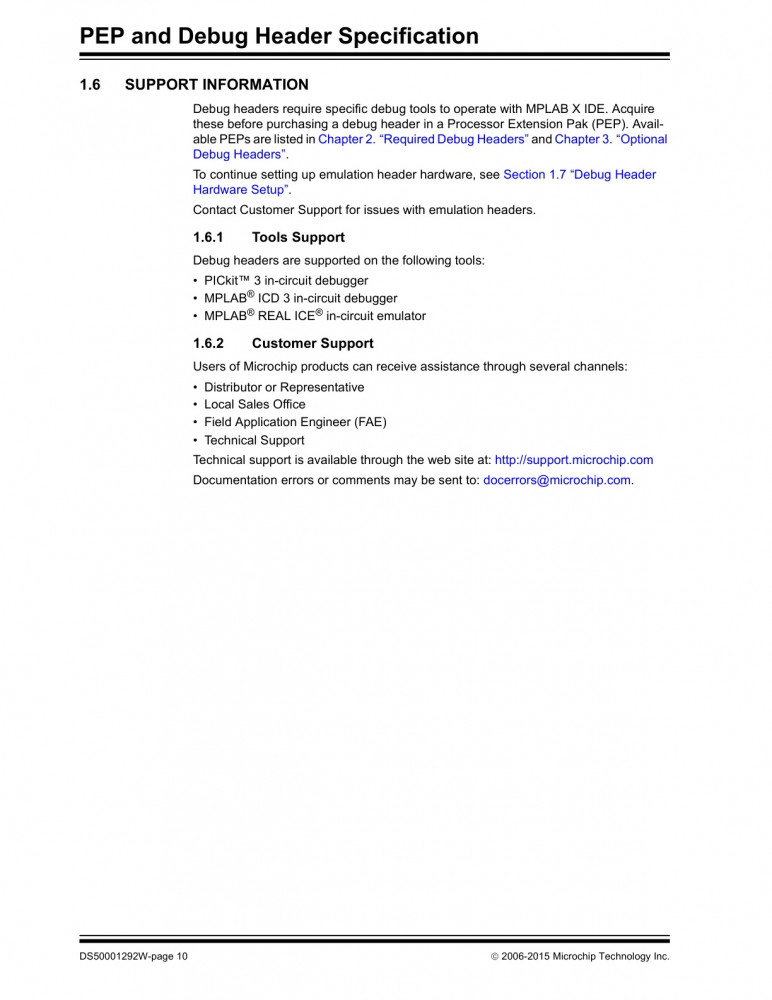 PEP and Debug Header Specification page 10