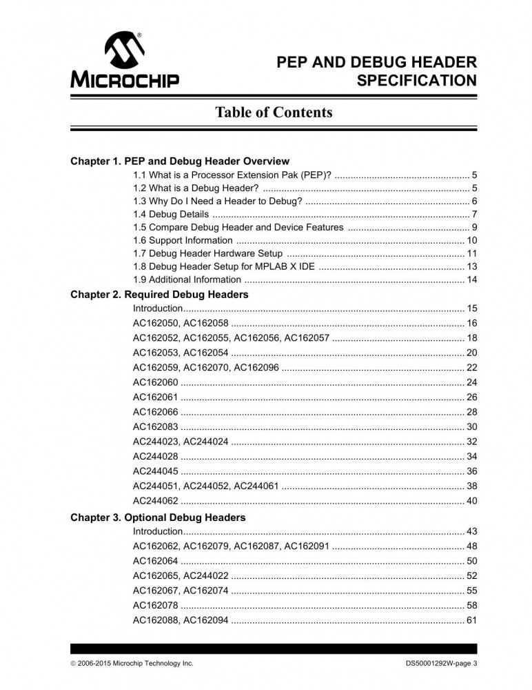 PEP and Debug Header Specification page 3