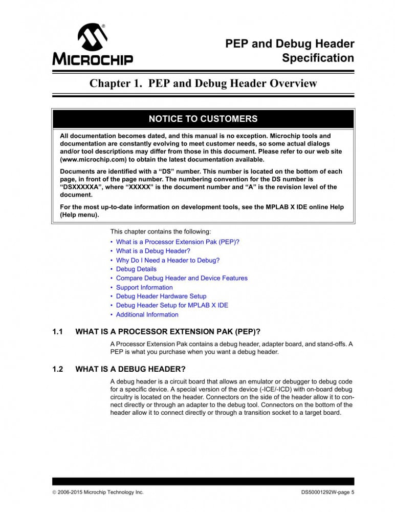PEP and Debug Header Specification page 5
