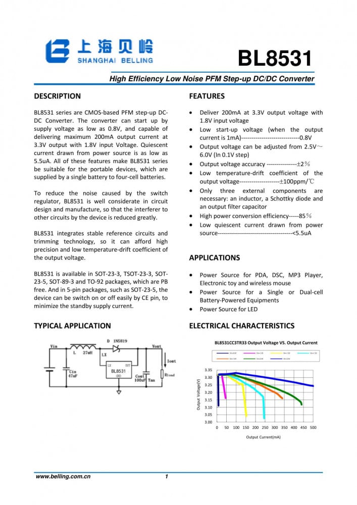 BL8531 datasheet page 1