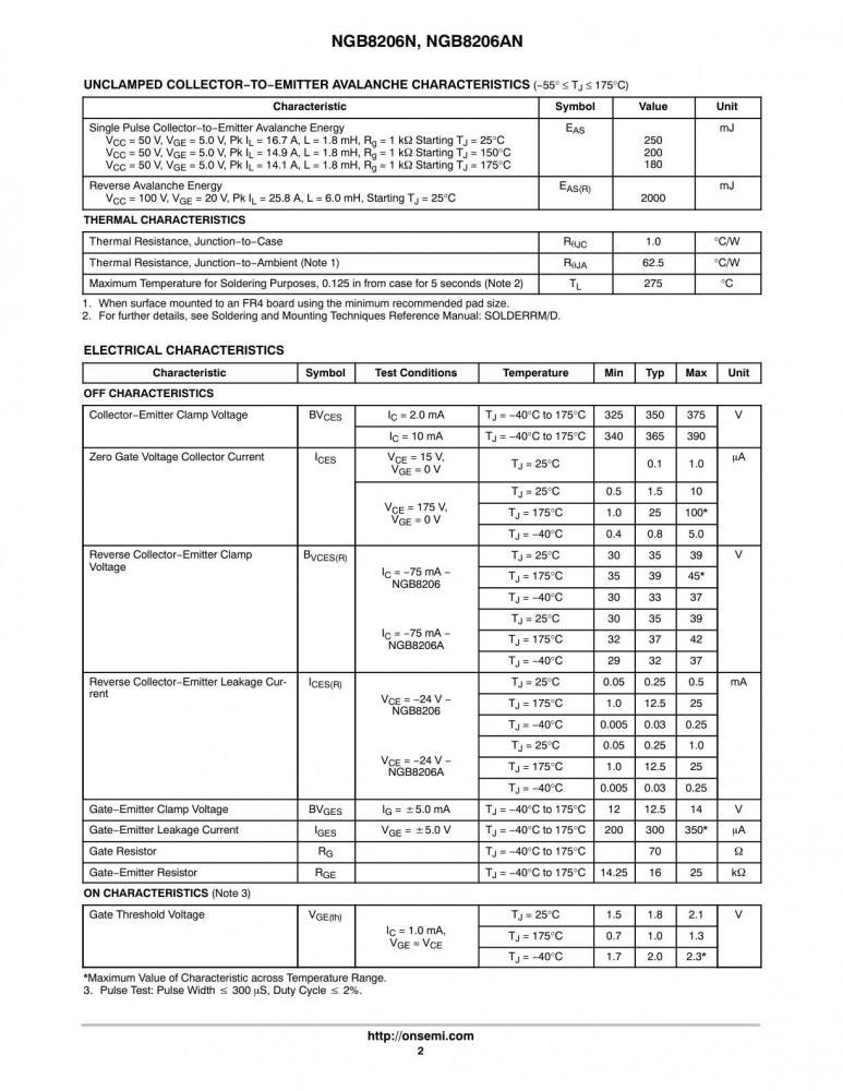 NGB8206ANTF4G datasheet page 2
