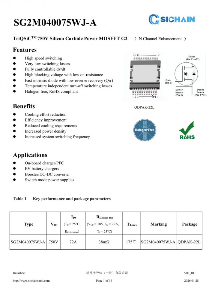 SG2M040075WJ-A datasheet page 1