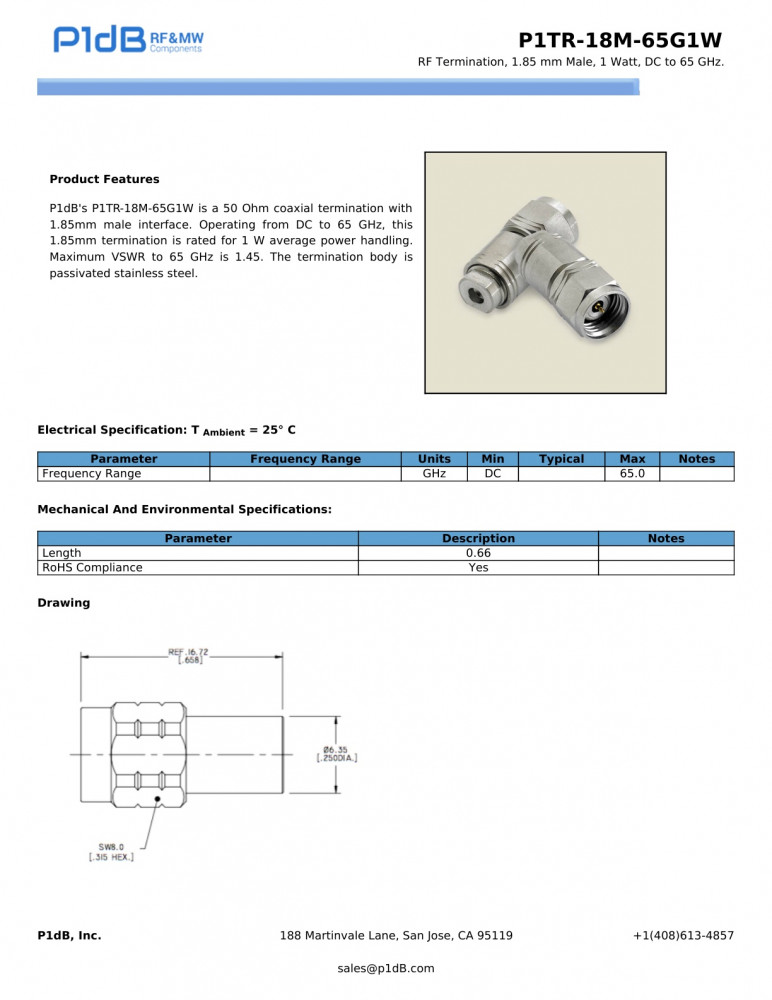 P1TR-18M-65G1W product documentation page 1
