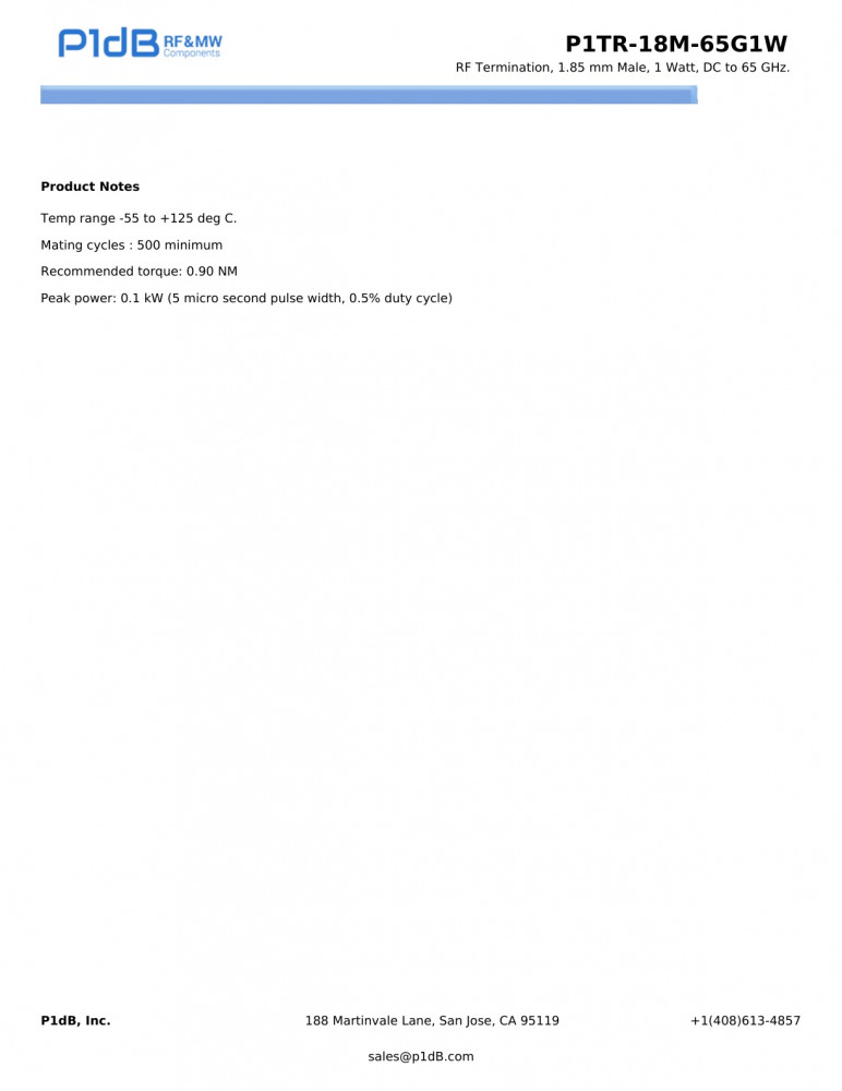 P1TR-18M-65G1W product documentation page 2