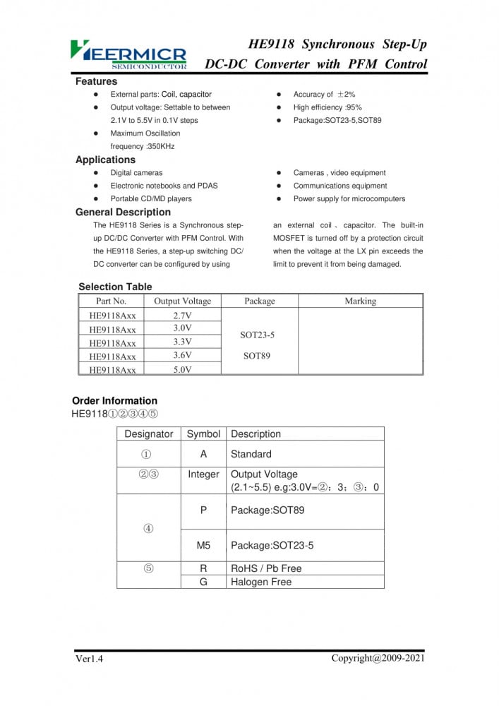 HE9118A50PR datasheet page 1