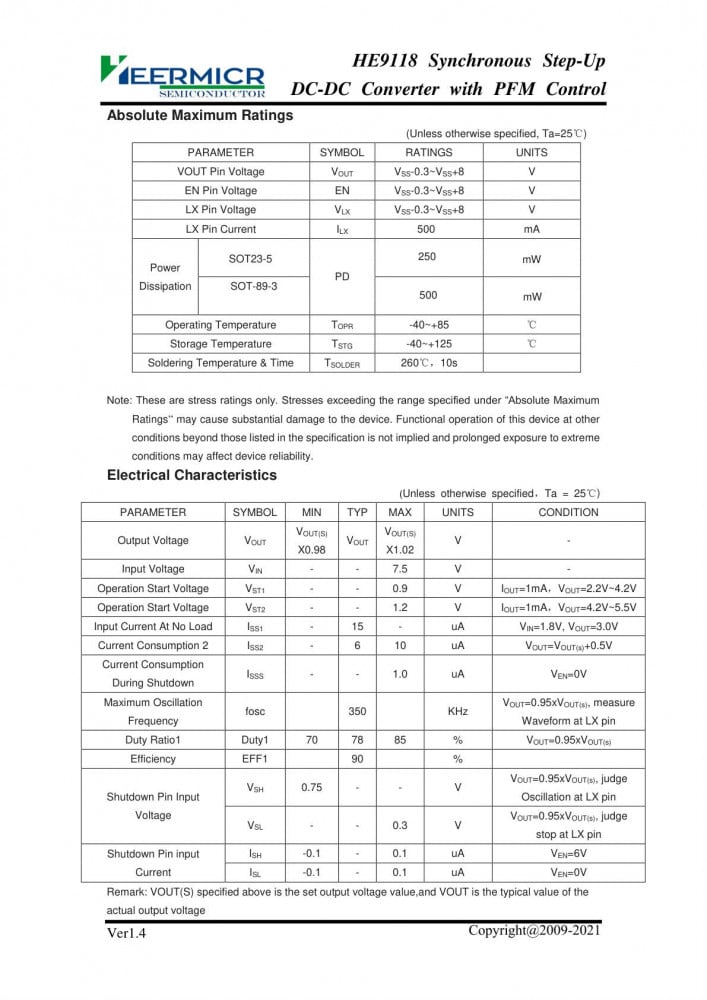 HE9118A50PR datasheet page 3