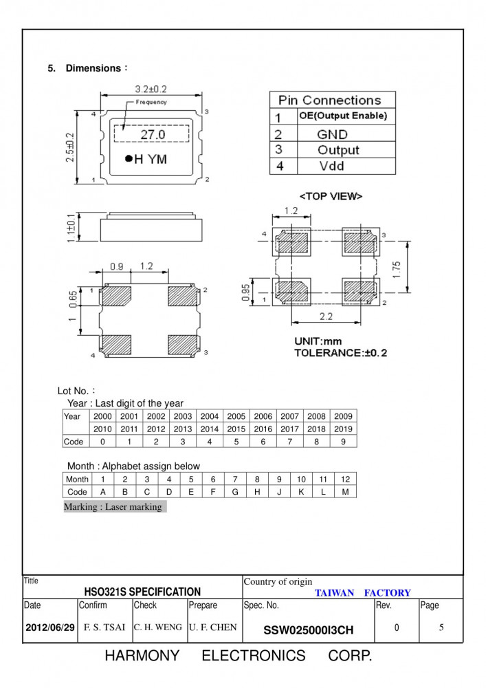 SSW025000I3CH specification page 5