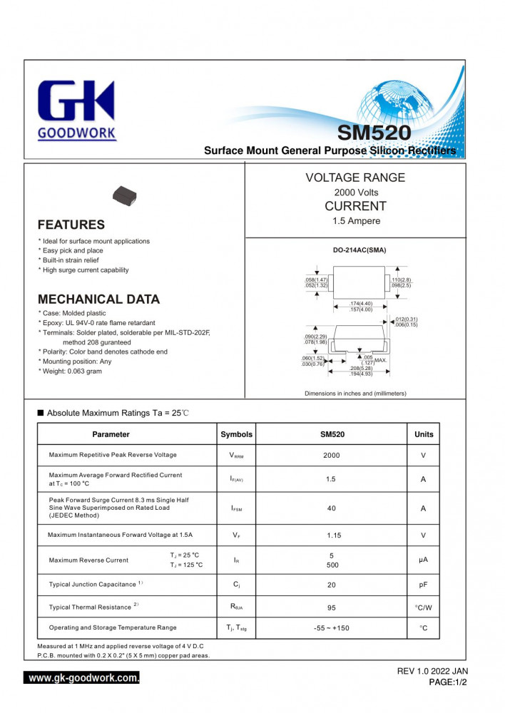 GOODWORK SM520 datasheet page 1