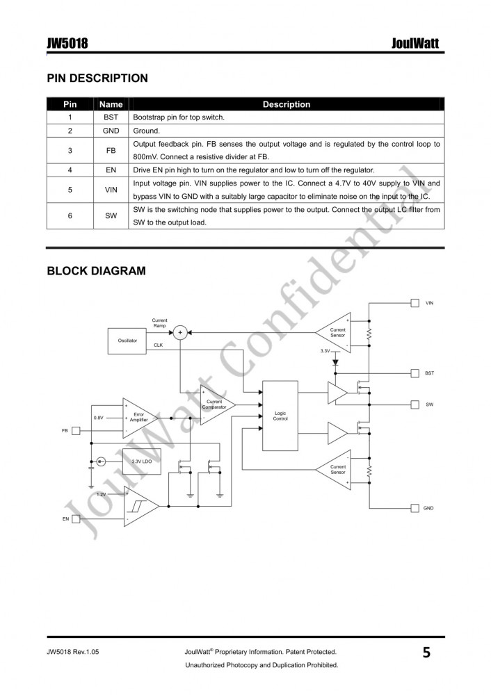 JW5018 datasheet page 5