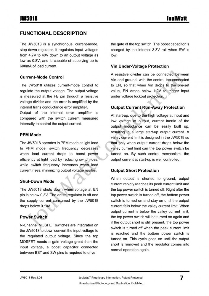 JW5018 datasheet page 7