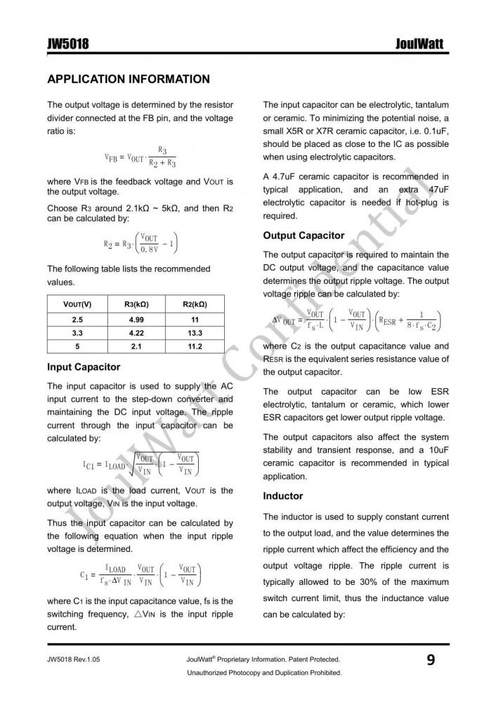 JW5018 datasheet page 9