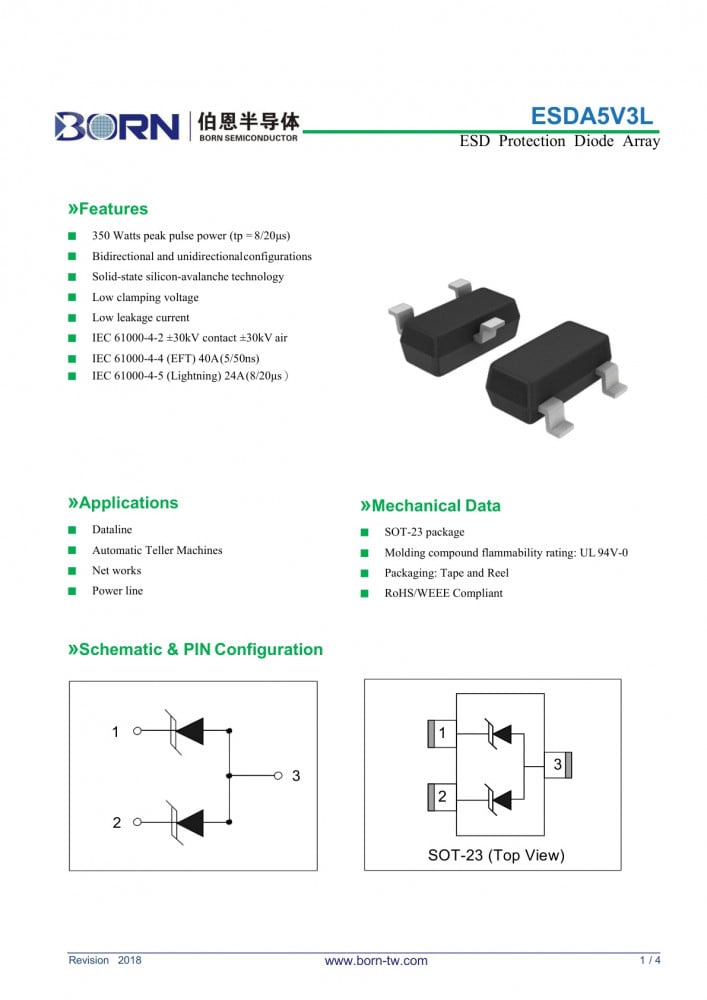 ESDA5V3L datasheet page 1