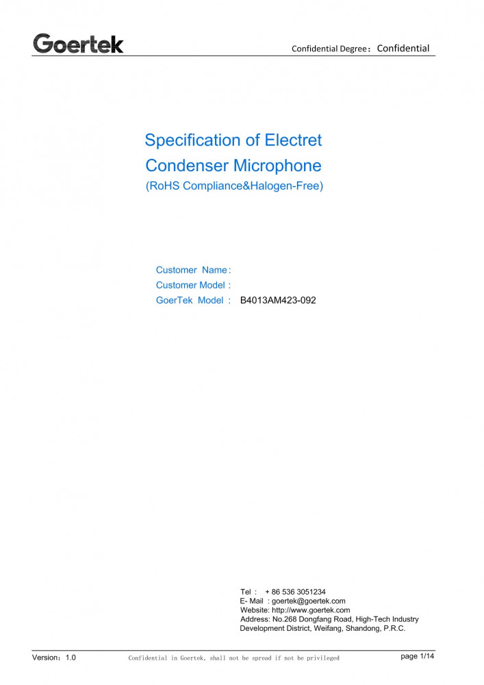 B4013AM423-092 specification page 1
