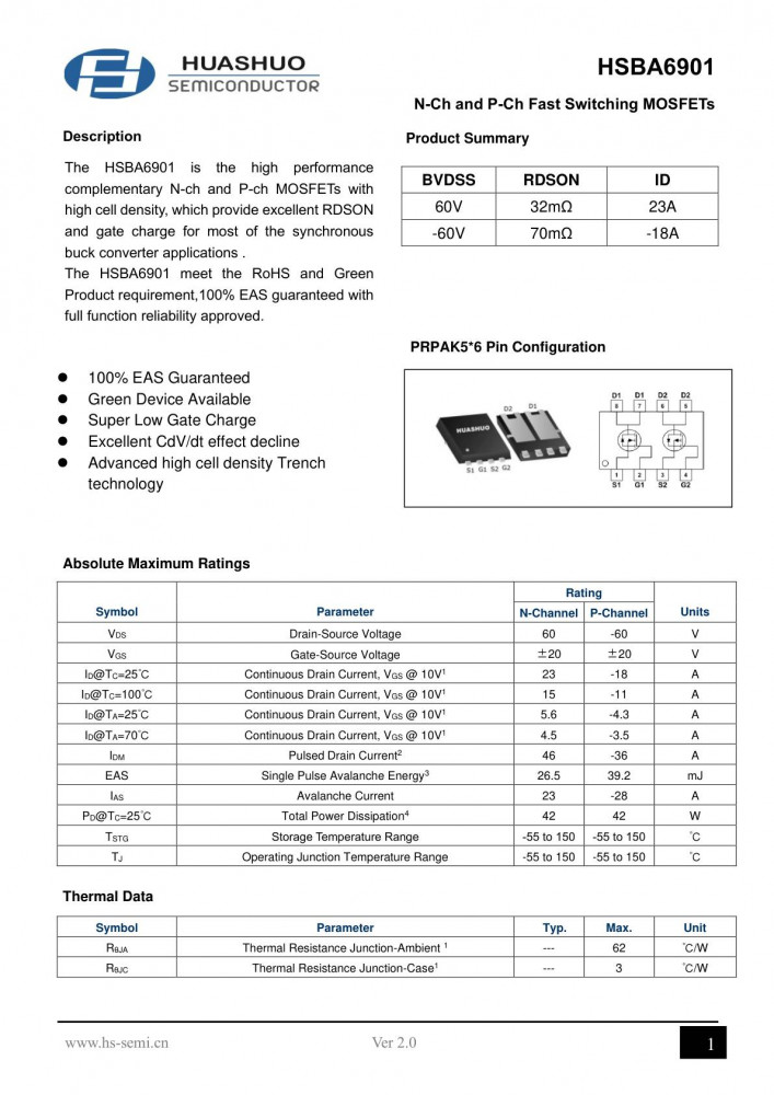 HSBA6901 datasheet page 1