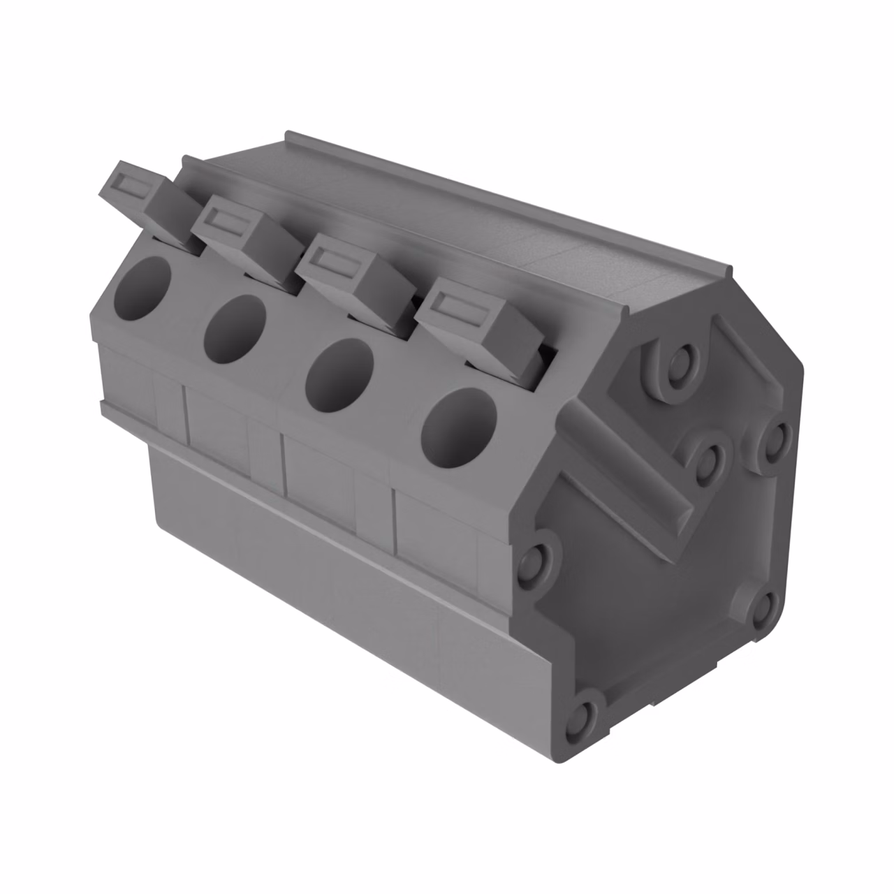 7.50mm Pitch, Eurostyle Fixed-Mount Push-Button Terminal Block, 45° Modular Luminaire, 10A, 26-14 AWG, Light Gray, 4 Circuits for sale
