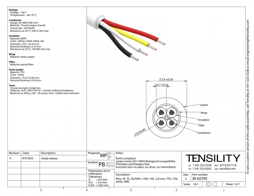 Tensility International 30-02795 cable drawing