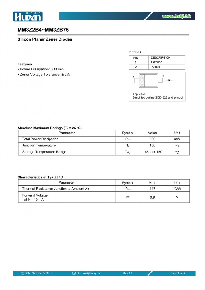 MM3ZB47 datasheet page 1
