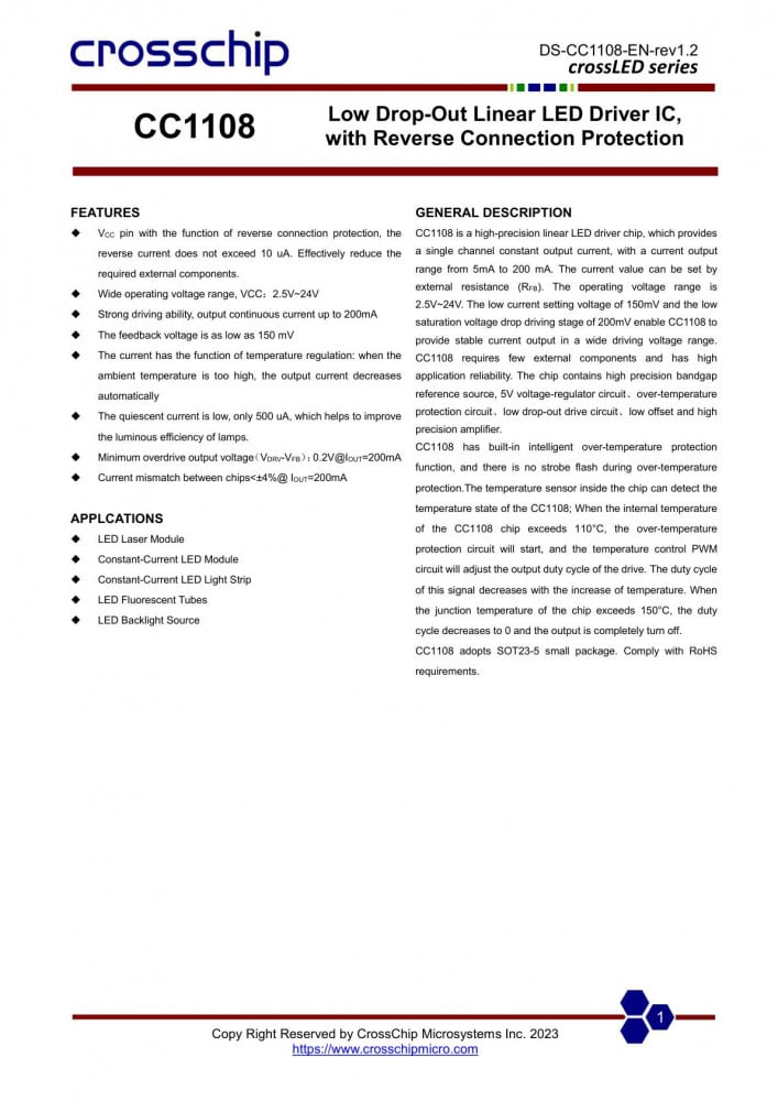 CC1108ST datasheet page 1