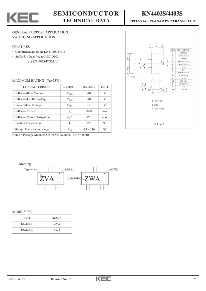KN4403S-RTK/P datasheet page 1