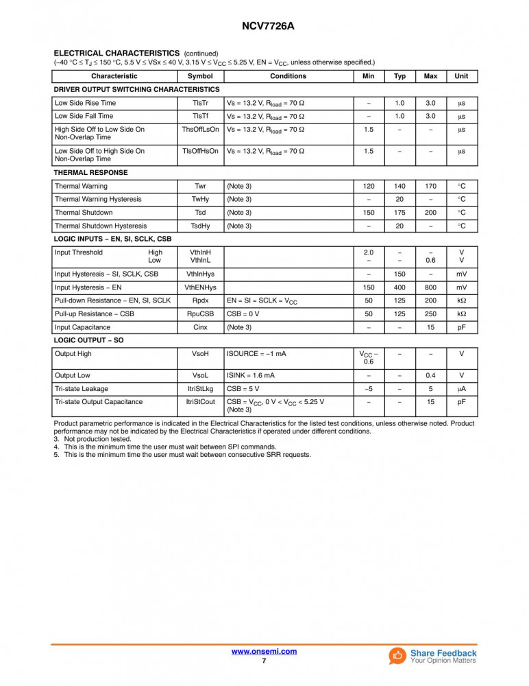 NCV7726A datasheet page 7