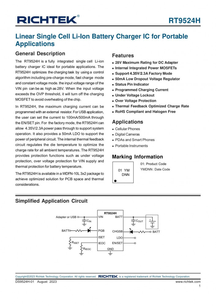 RT9524H datasheet page 1