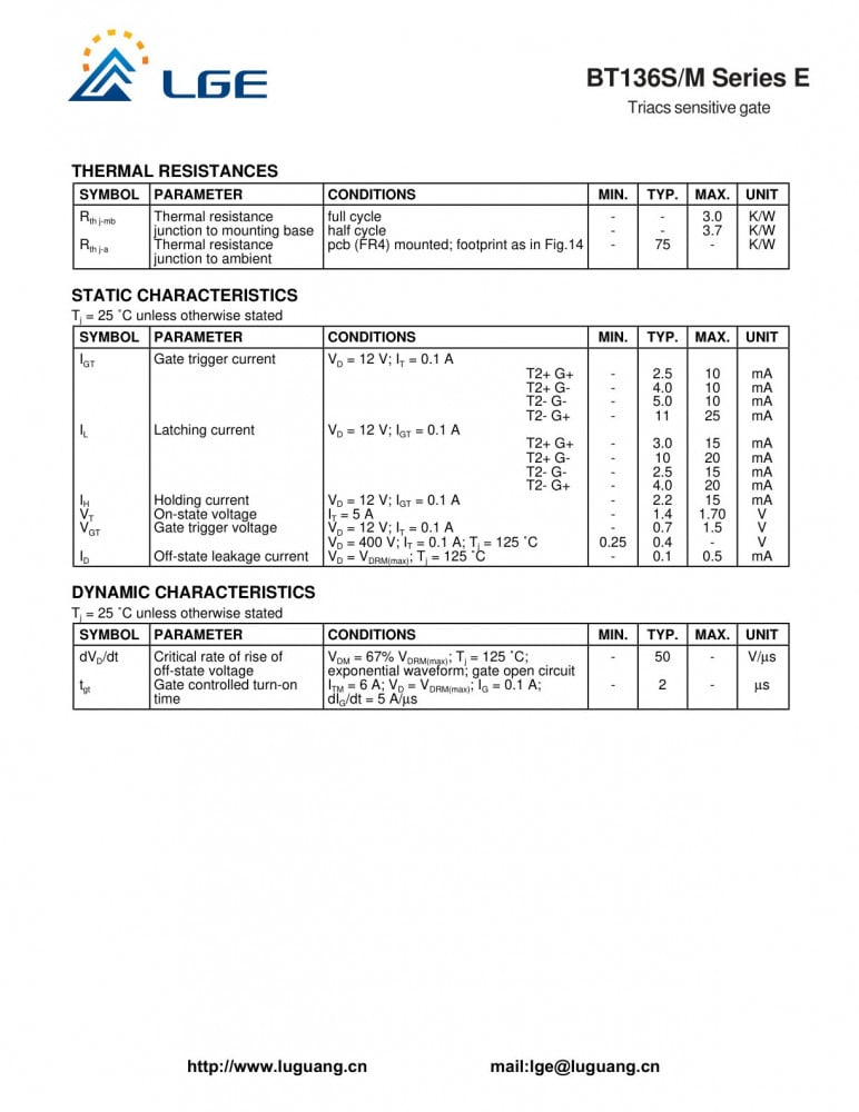 BT136S-600E datasheet page 2