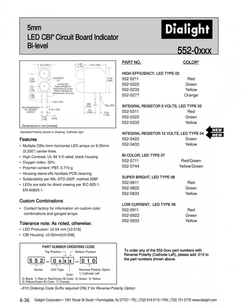 Dialight 552-0233 datasheet page 1