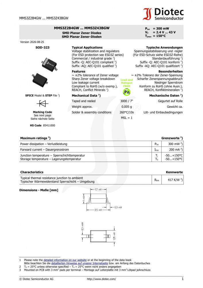 MMS3Z3B3GW datasheet page 1