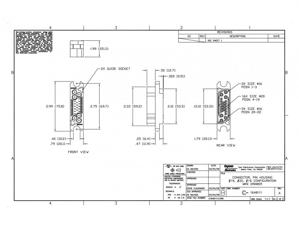1648111-1 panel cutout and contact layout