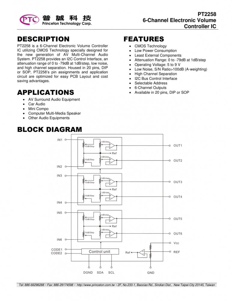 PT2258-S datasheet page 1