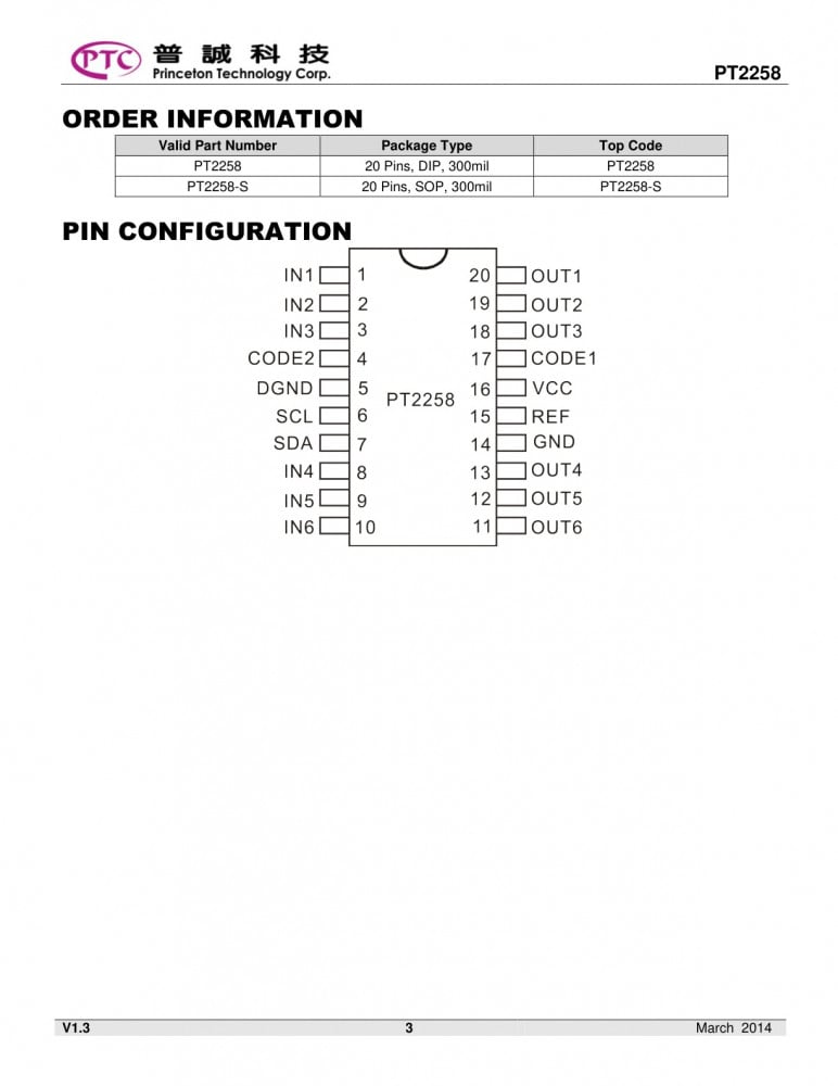 PT2258-S datasheet page 3