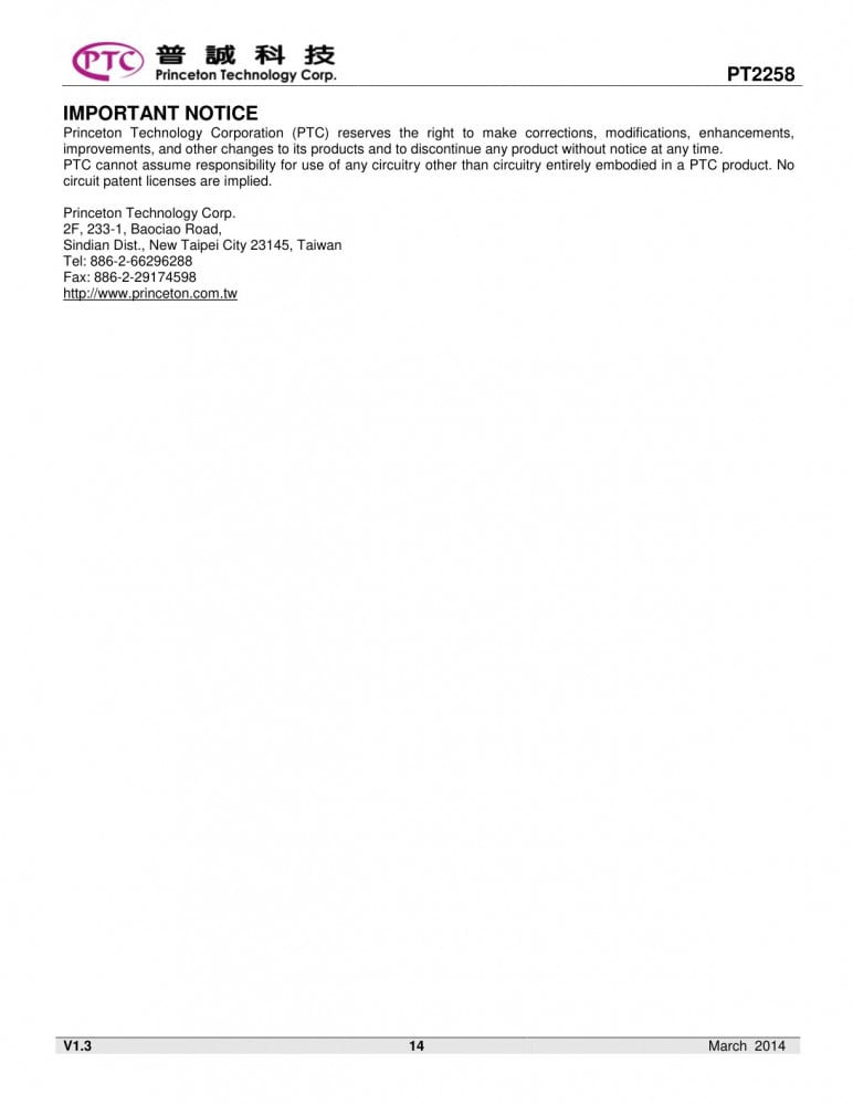 PT2258-S datasheet page 5