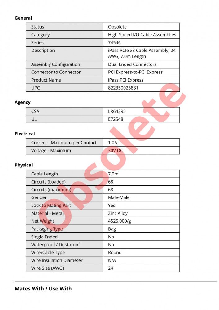 Technical document page 2 for MOLEX 745460807