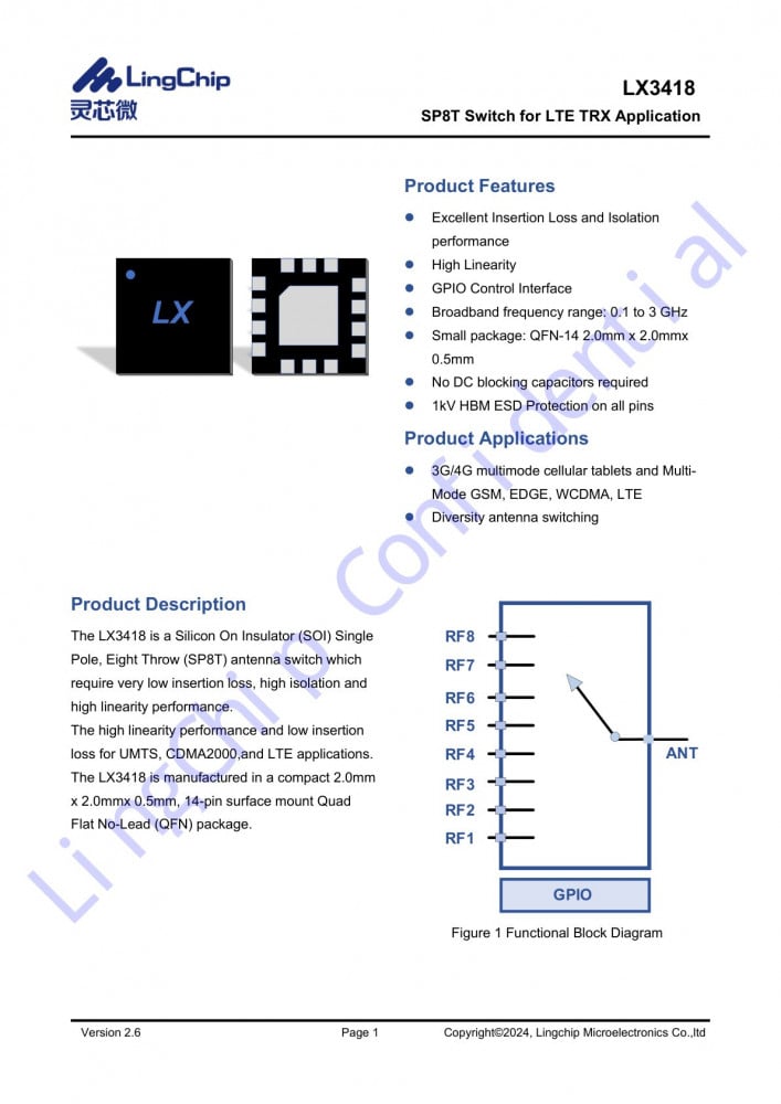 LX3418 datasheet page 1