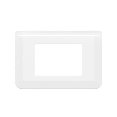 Mosaic - Plate 3 modules white - Glossy thermoplastic cover frame - Horizontal flush-mounted snap-on installation - Halogen free for sale