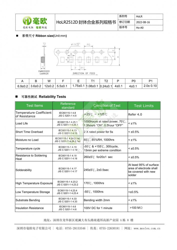 HoLR2512D datasheet page 4