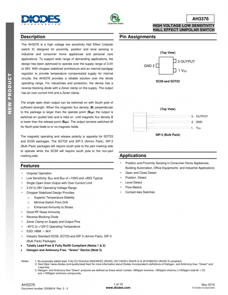 AH3376 datasheet page 1