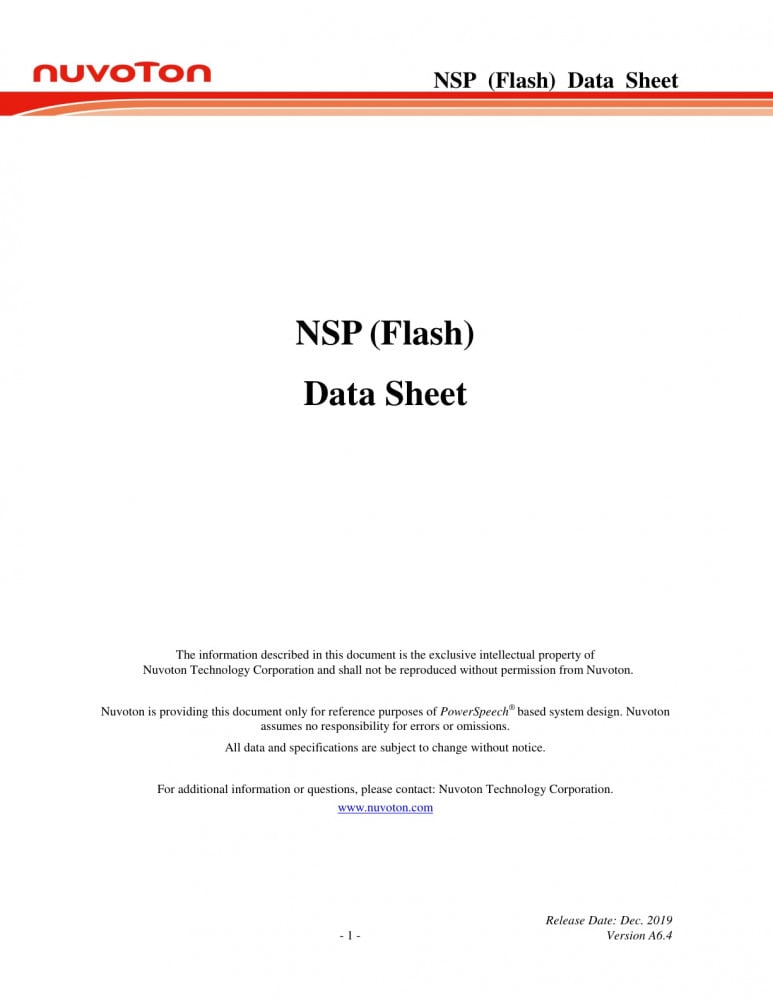 NSP171A datasheet page 1
