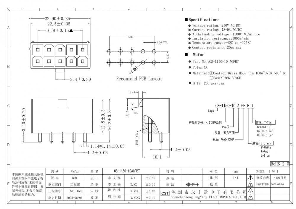 CST CS-1150-10AGFBT technical drawing