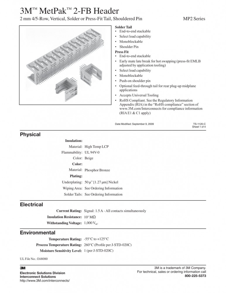 3M MP2-H096-41P5-S-KV technical document sheet 1