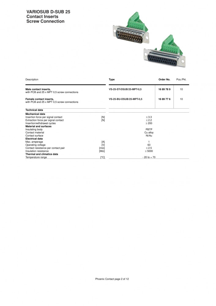 Phoenix Contact 1689792 technical document page 2