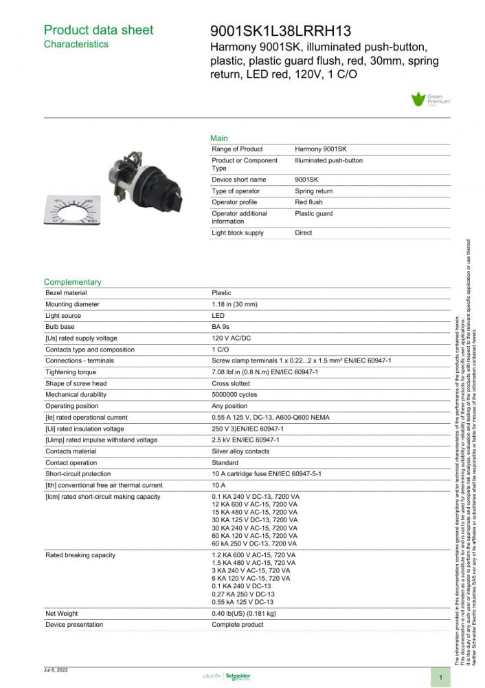 9001SK1L38LRRH13 technical document page 1