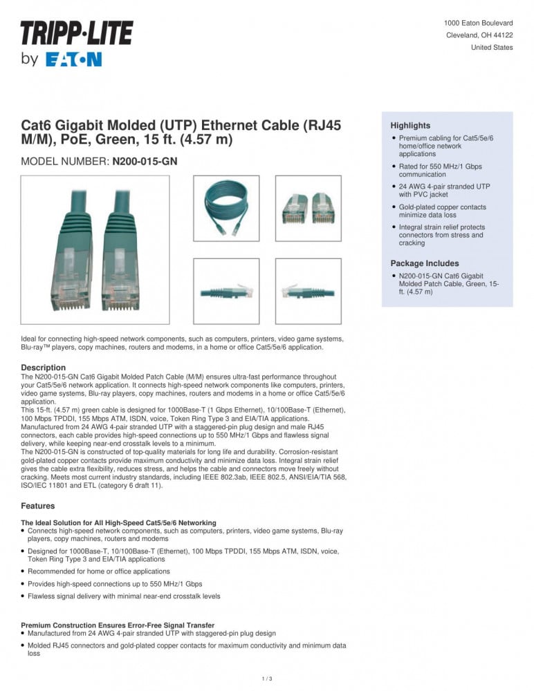 N200-015-GN technical document page 1