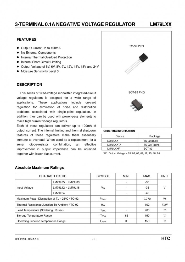 LM79L15F datasheet page 1