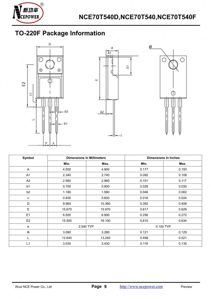 NCE70T540F datasheet page 9