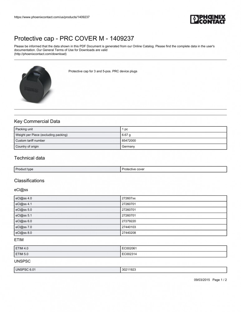 1409237 PRC COVER M product document image, page 1